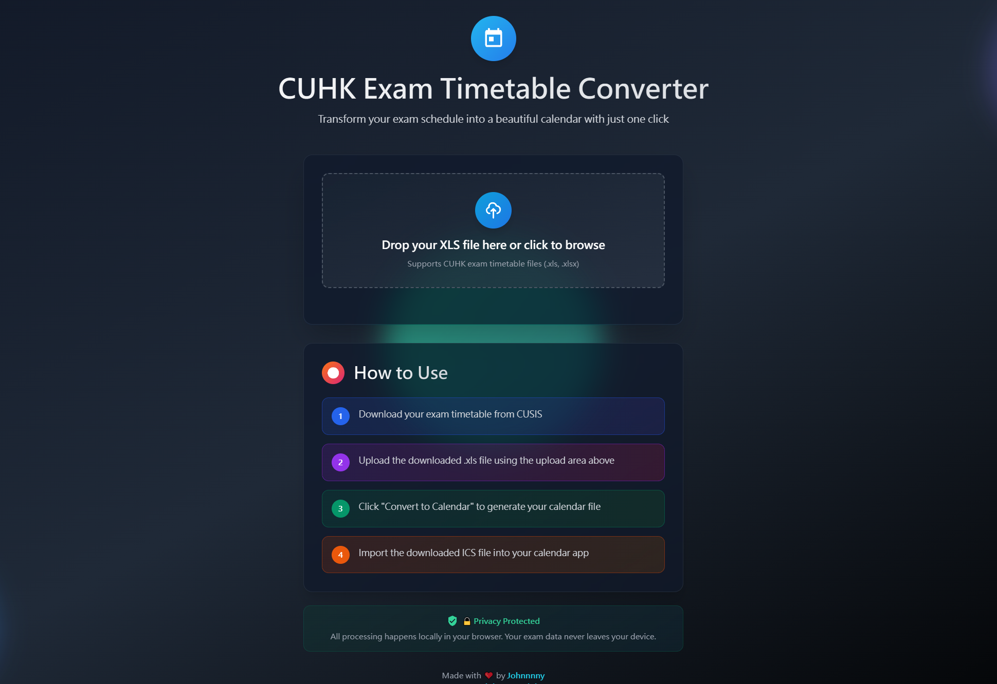 CUHK Exam Timetable Converter - Convert CUSIS Exam Schedule to Calendar